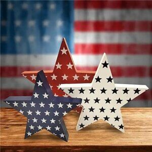 Holiday | Independence Day Hanging Decor Memorial Day Wooden Star ...